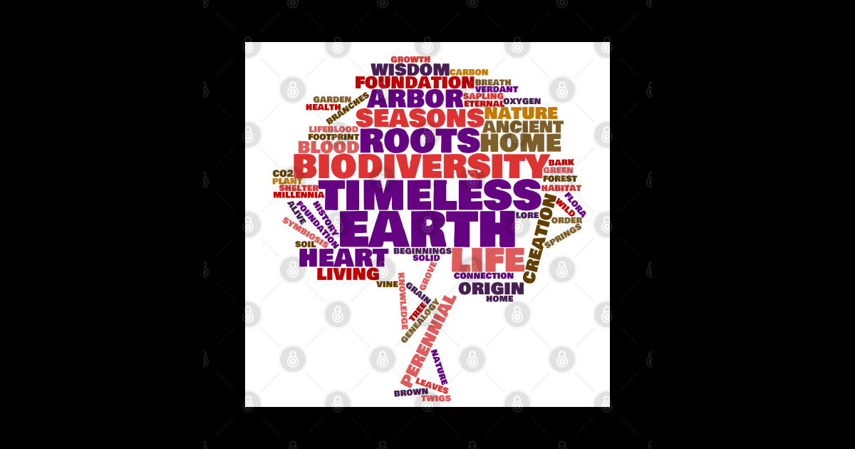 Inspirational Tree of Life Tag Cloud - Save The Trees - Sticker | TeePublic