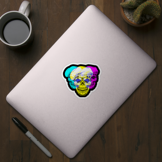 Tri-Portrait Skull - DS18 - Skull - Sticker | TeePublic