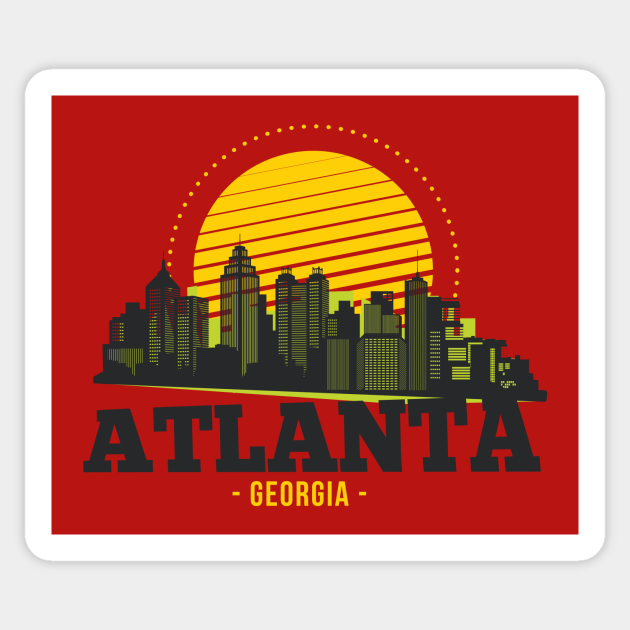 Retro Atlanta, Georgia Skyline - Atlanta Skyline - Sticker | TeePublic