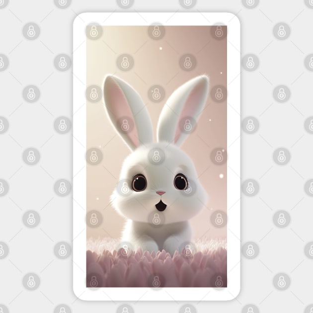 Cute white rabbit - Animal - Sticker | TeePublic