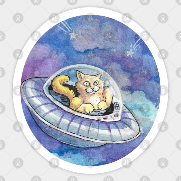 Silly Space Cat - Ufo - Sticker | TeePublic