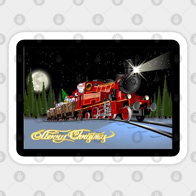 Cartoon Santa express - Christmas - Sticker | TeePublic