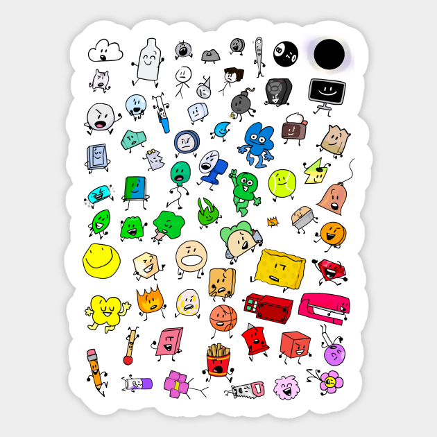 BFDI All Characters (Transparent) - Bfb - Sticker | TeePublic