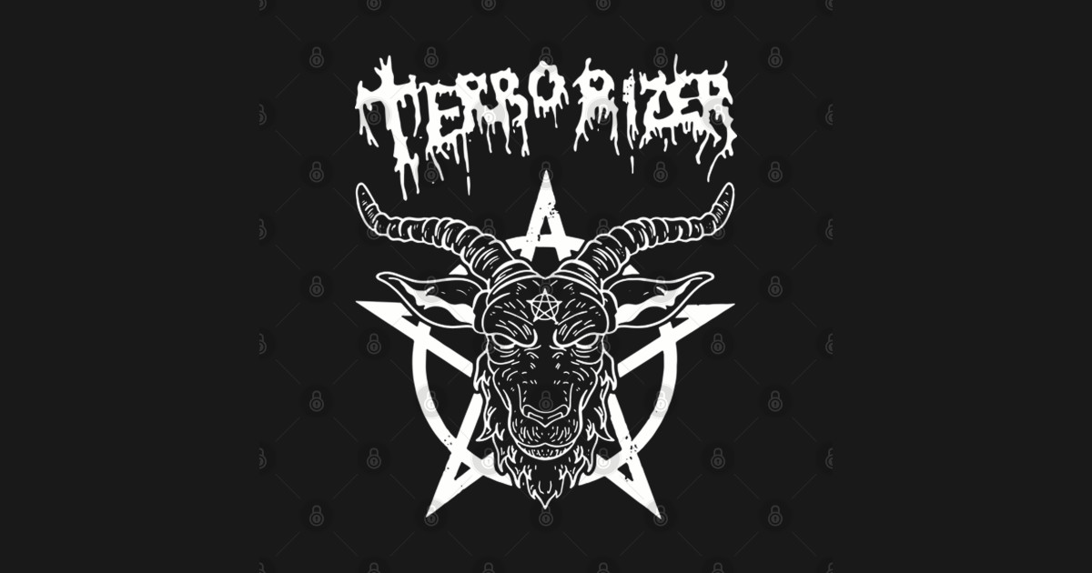 Terrorizer Logo Baphomet Goat Head Inverted Pentagram Brutal Art - Terrorizer - T-Shirt | TeePublic