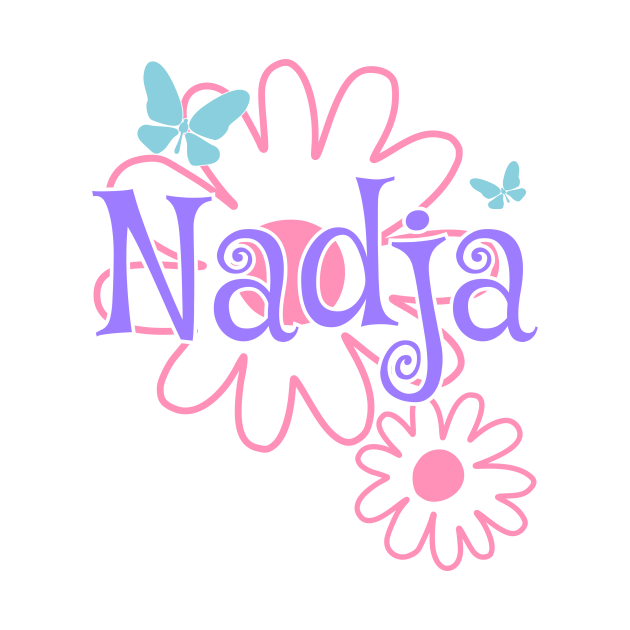Nadja Girls Name Daisy Butterflies - Nadja Name - Tapestry | TeePublic