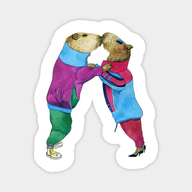 Kissing capybaras couple - Capybara - Magnet | TeePublic