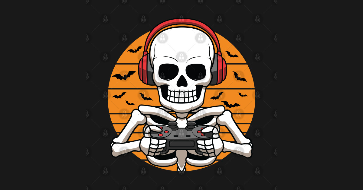 Skeleton Video Game Halloween Costume Gamer - Halloween Gamer - Kids T ...