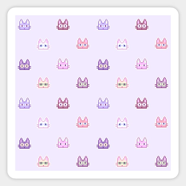 Pixel Meow Pattern - Cat - Sticker | TeePublic