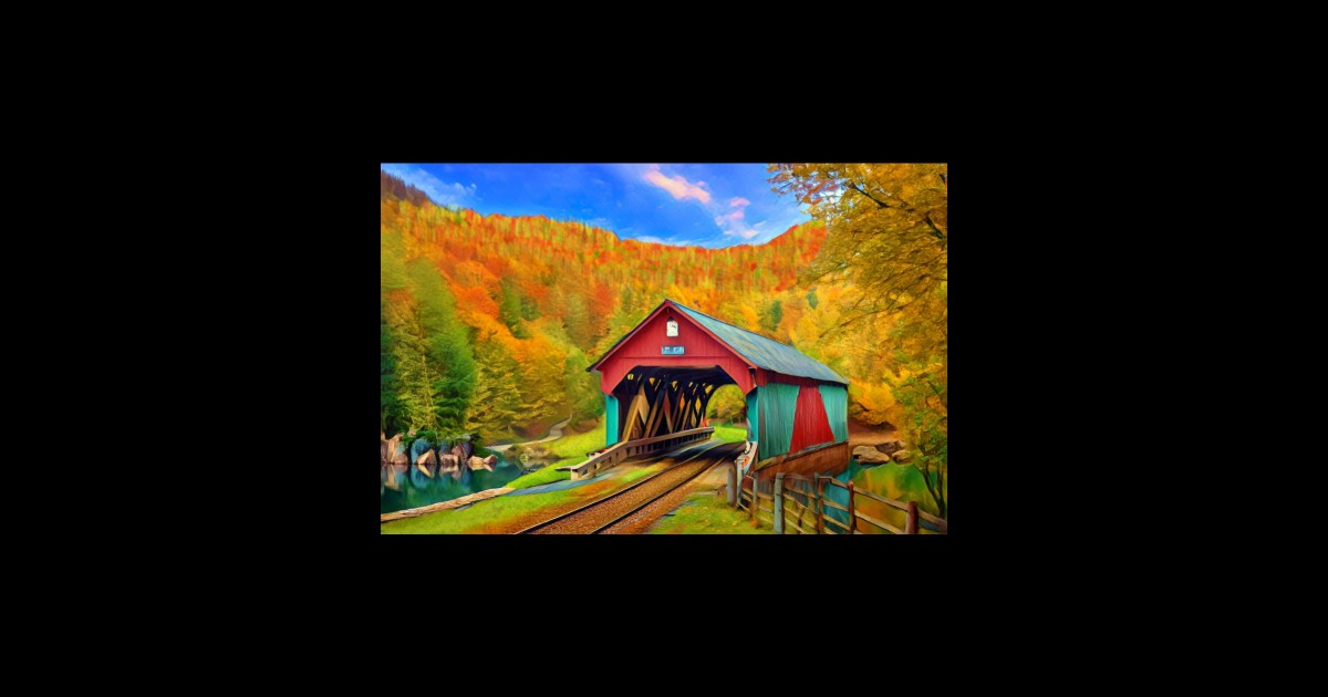 Covered Railroad Bridge - Covered Bridge - Sticker | TeePublic