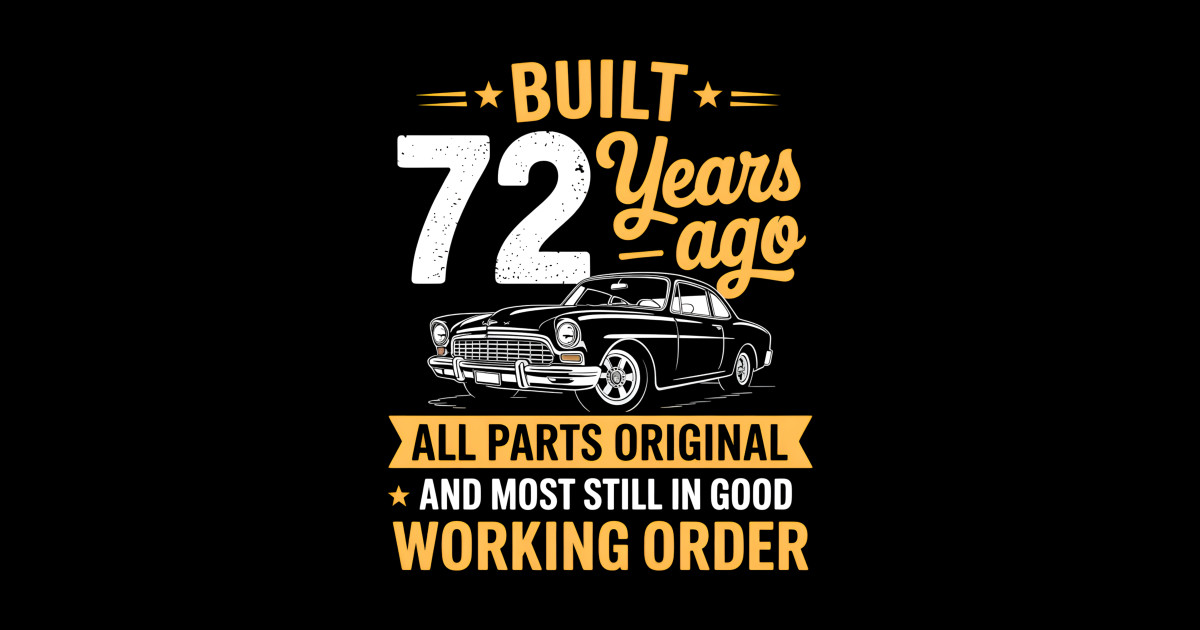 Built 72 Years Ago Funny 72nd Birthday 72 Years Old - Birthday Party - Posters and Art Prints ...