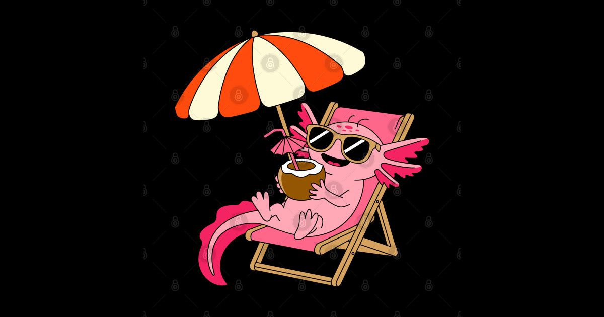 Cute Axolotl Design – Summer Vacation Axolotl with Coconut and Umbrella ...