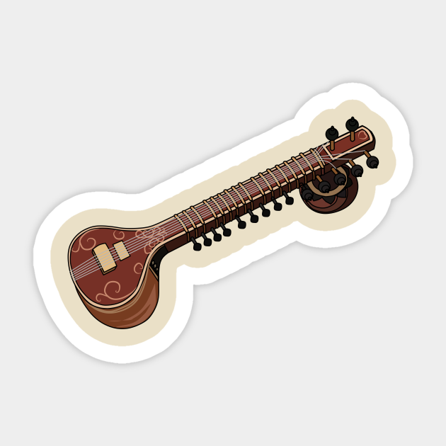 Sitar cartoon illustration - Sitar Cartoon Illustration - Sticker ...