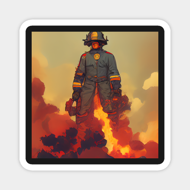 Fireman | Comics style - Comics - Magnet | TeePublic