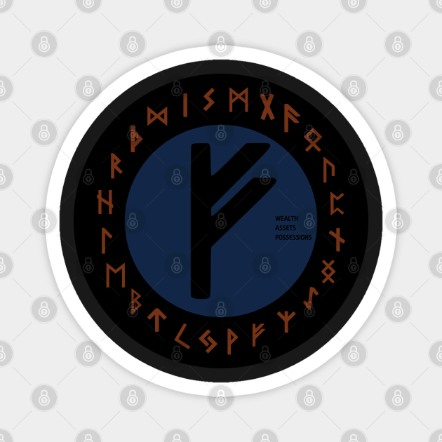 Blue Fehu Elder Futhark | Viking Rune Symbol - Viking Symbols - Magnet ...