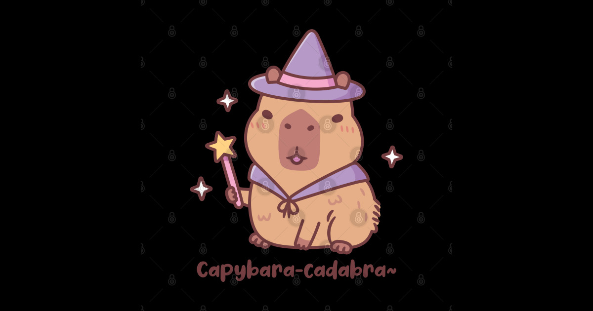 Cute Capybara Wizard Capybaracadabra Funny Pun - Cute Capybara ...