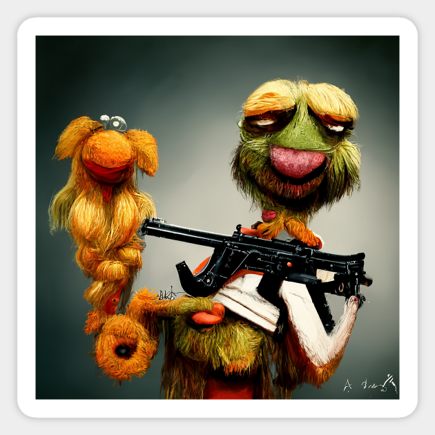 Muppet with gun - Muppets - Sticker | TeePublic