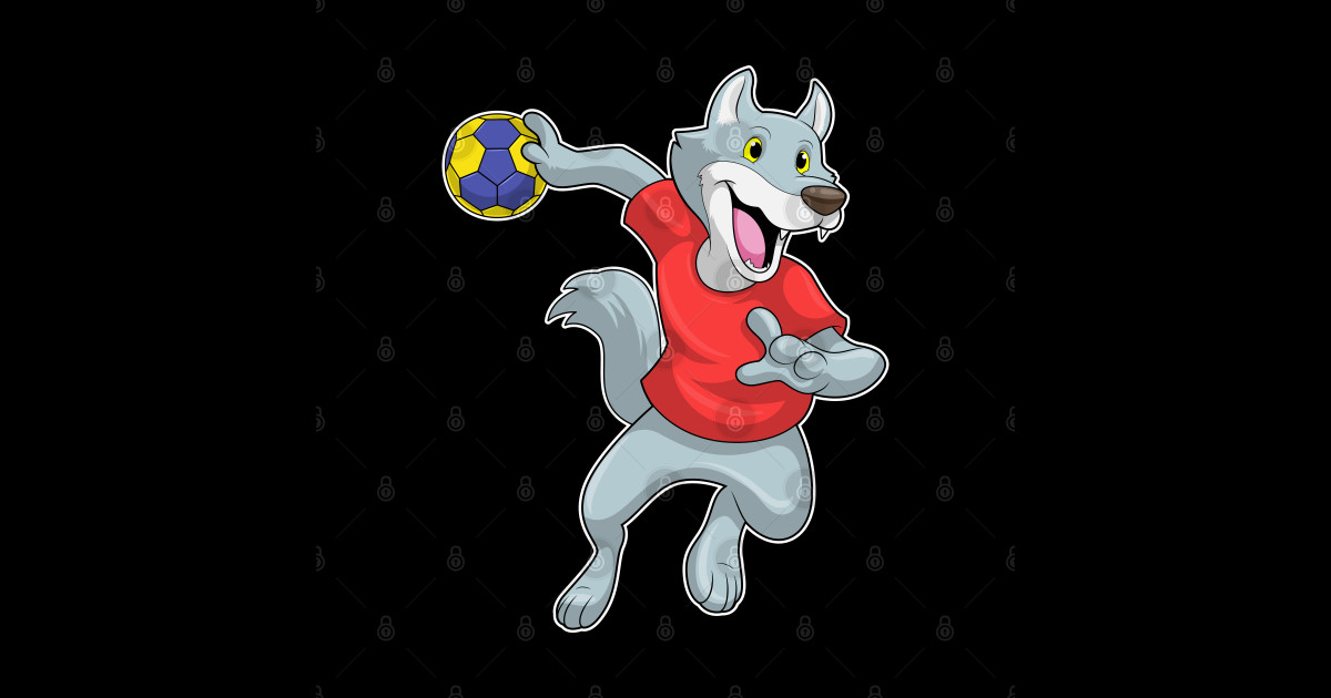 Wolf as Handball player with Handball - Handball - Magnet | TeePublic