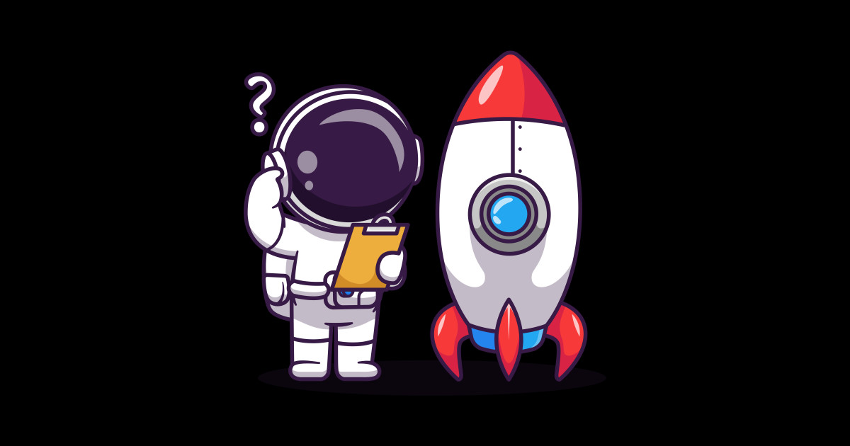 Cute Astronaut Testing Rocket - Cute Astronaut Testing Rocket - Sticker ...