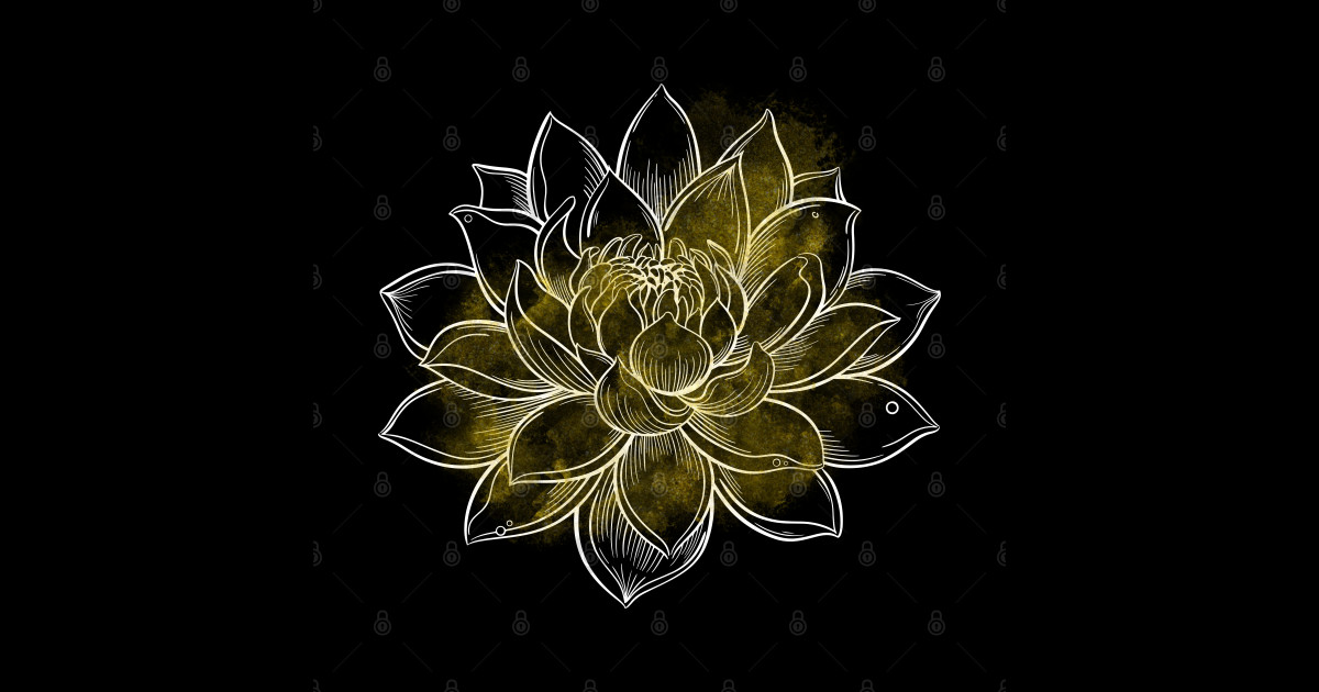 Gold flower - White Lotus - Sticker | TeePublic