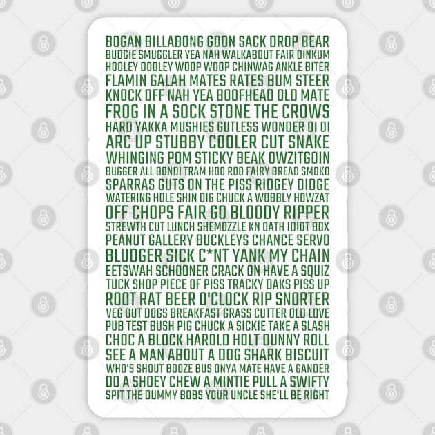 The Definative Aussie - Aussie Slang - Sticker | TeePublic