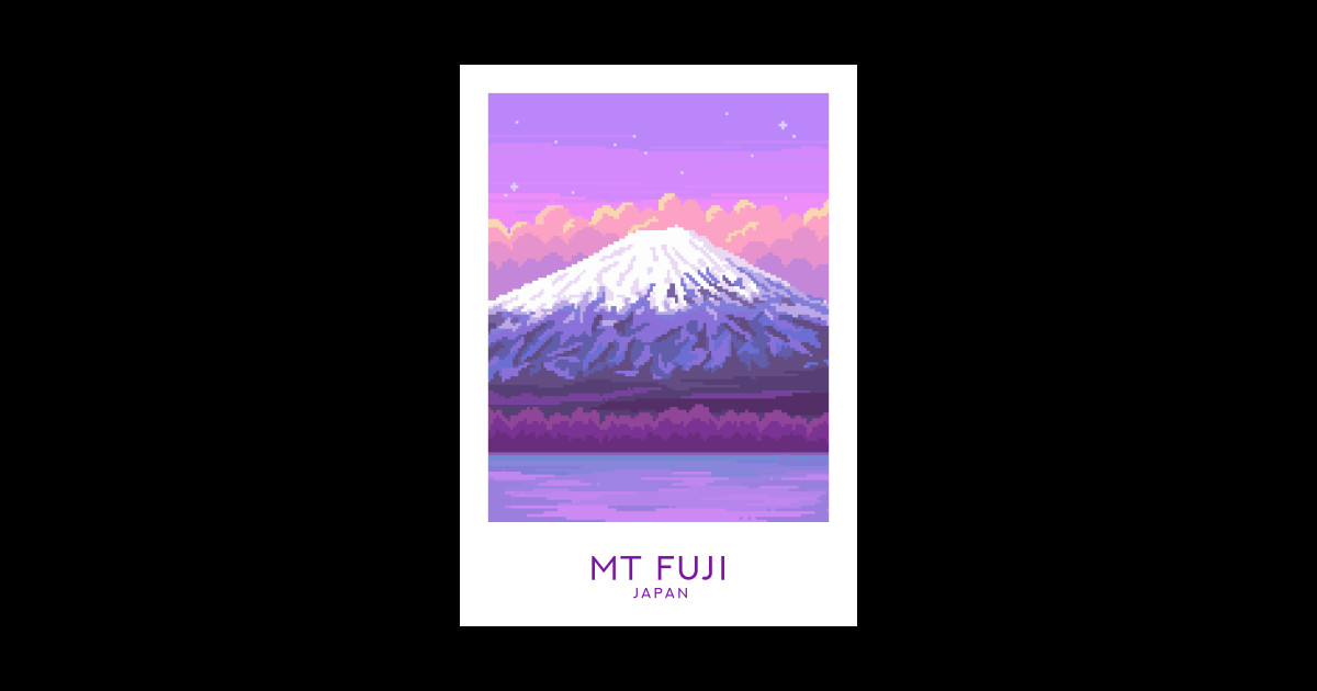 8-bit Mount Fuji, Japan Pixel Art - Fuji - Sticker | TeePublic