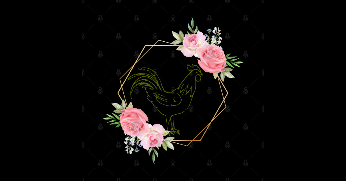 Chicken Rooster floral art Couples matching - Chicken Rooster Floral ...