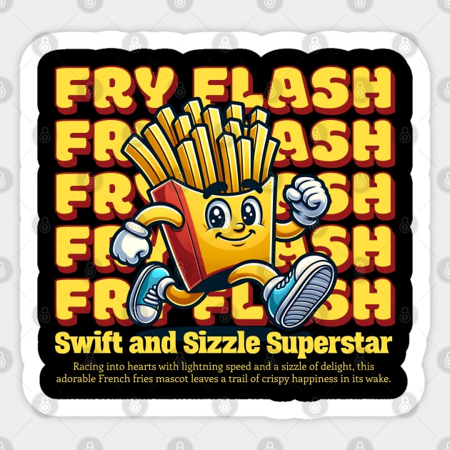 Adorable Running French Fries Cartoon Mascot - French Fries - Sticker ...