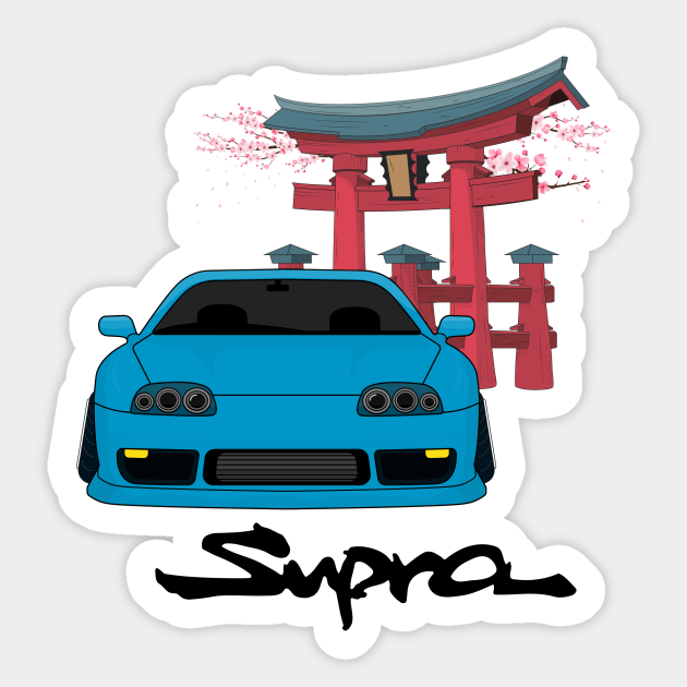 Stanced blue supra - Blue Car - Sticker | TeePublic