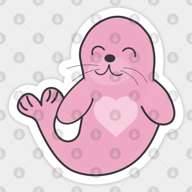 Cute Pink Seal - Pink Seal - Sticker | TeePublic
