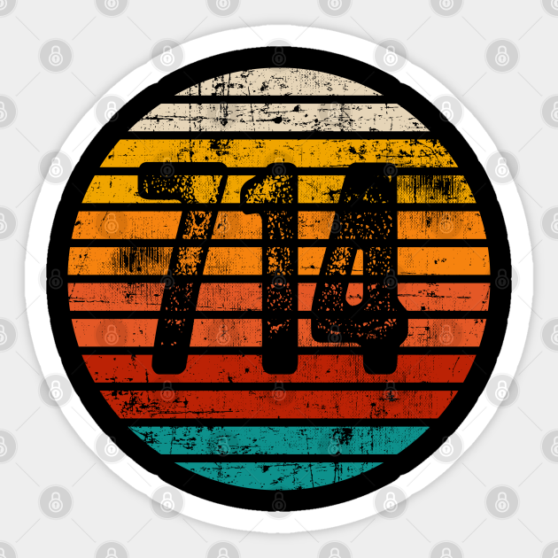 Distressed Vintage Sunset 714 Area Code - 714 Area Code - Sticker ...