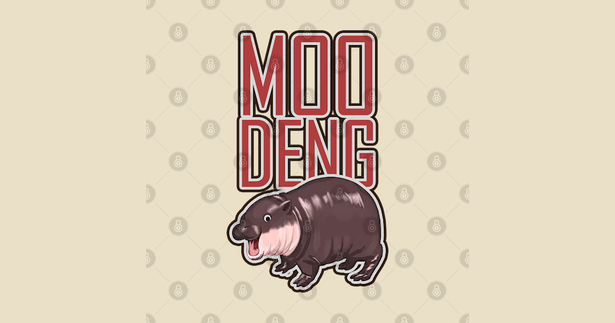 Art drawing, moo deng - //(moodeng) - Wooo - T-Shirt | TeePublic