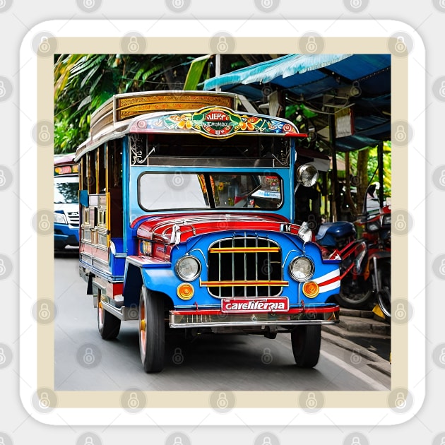 Jeepney in The Philippines - Philippines - Sticker | TeePublic