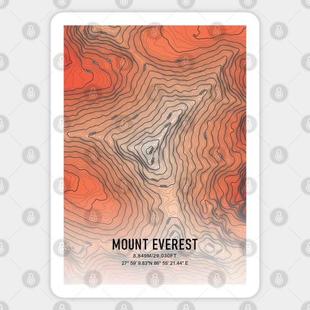 Mount Everest Topographic Map Elevation color - Mountain - Sticker ...
