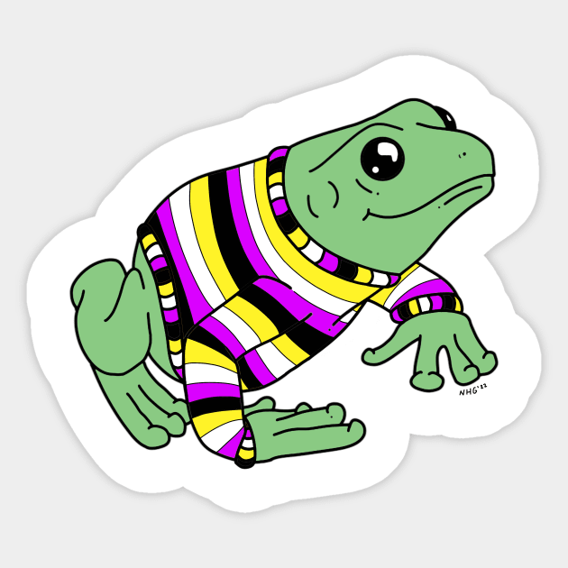 Non-Binary Frog - Nonbinary - Sticker | TeePublic