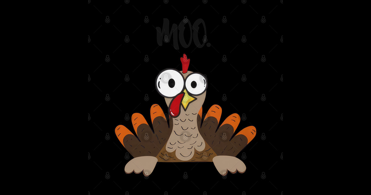 Moo Funny Turkey Thanksgiving Joke Kids - Turkey - Sticker | TeePublic