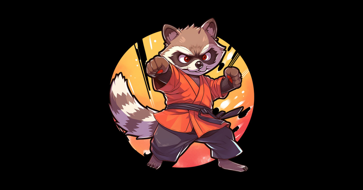 karate raccoon - Raccoon - Sticker | TeePublic