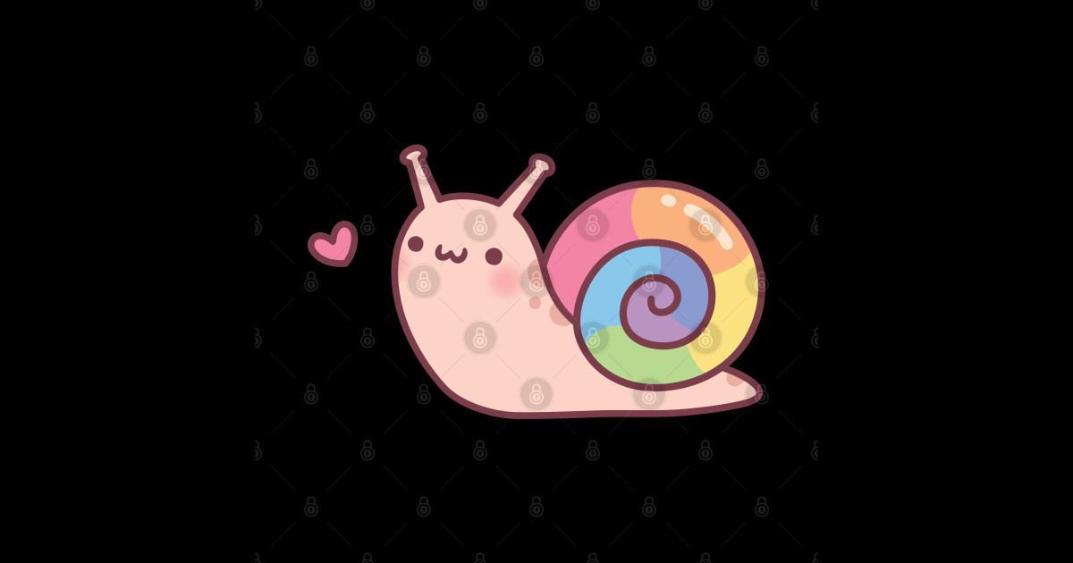 Cute Little Snail With Rainbow Shell Doodle - Cute Snail - Posters and ...