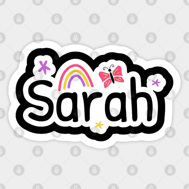 Sarah name cute design - Sarah Name - Sticker | TeePublic