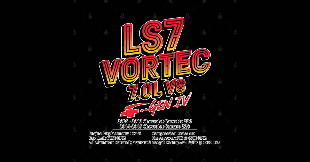 LS7 Vortec 427 7.0 Gen IV engine - Ls7 Vortec 427 70 Gen Iv Engine - Sticker | TeePublic