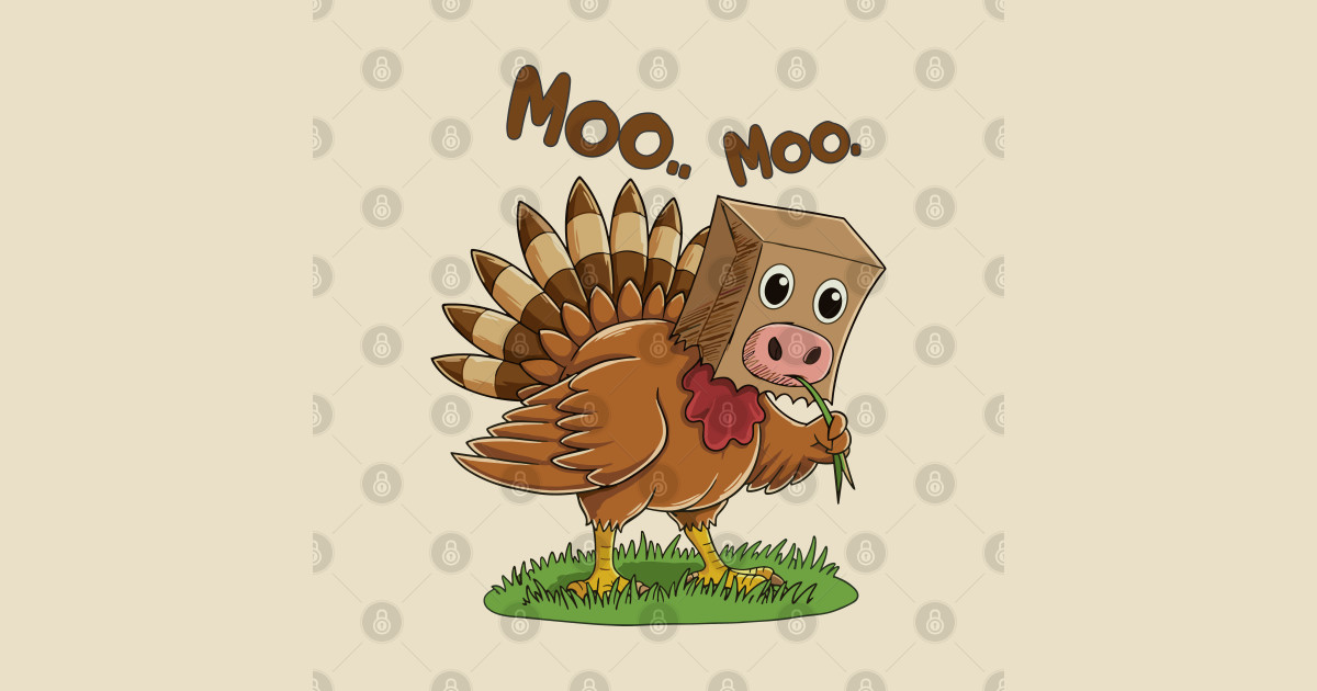 Turkey Cow Moo Moo Funny Thanksgiving - Turkey Cow Moo Moo - T-Shirt ...