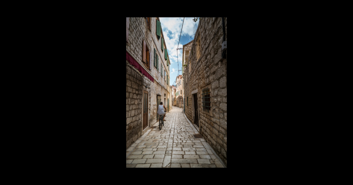 Village laneway, Stari Grad, Croatia - Village - Sticker | TeePublic