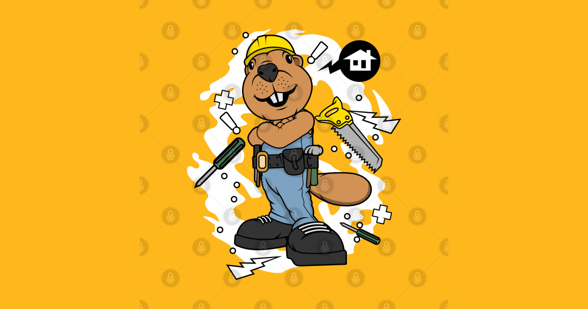 bever the builder - Cartoon Animals - T-Shirt | TeePublic