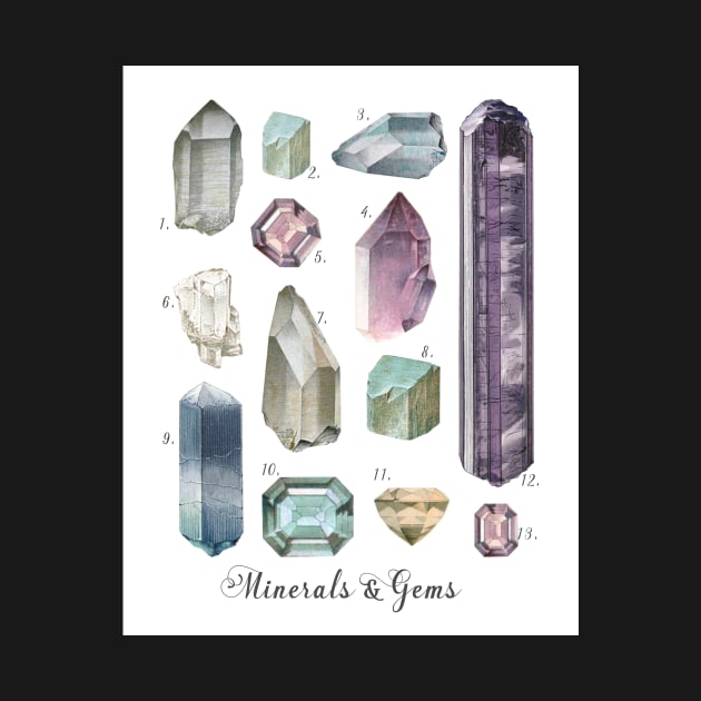 Gemstones and Minerals art print | Watercolor gemstones and crystals ...