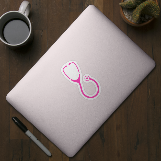 Hot pink stethoscope - Stethoscope - Sticker | TeePublic