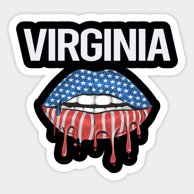 USA Flag Lips Virginia - Virginia - Sticker | TeePublic