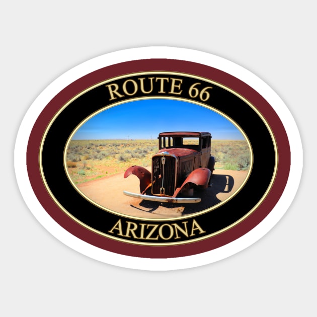 Antique Car on Historic Route 66 in Arizona - Route 66 - Sticker ...