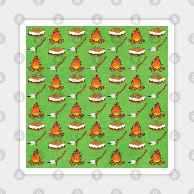 S'mores with "Textured" Green Background - Smore - Magnet | TeePublic