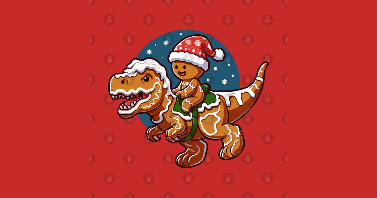 Gingerbread T-Rex Christmas Adventure - Gingerbread Dinosaur - T-Shirt ...