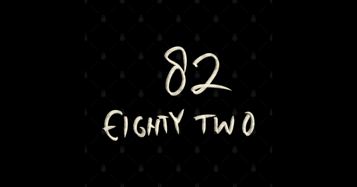 Hand Drawn Letter Number 82 Eighty Two - 82 - Sticker | TeePublic
