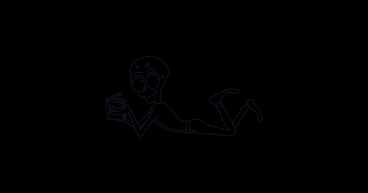 an alien lying while reading a book - Alien Ufo - Sticker | TeePublic